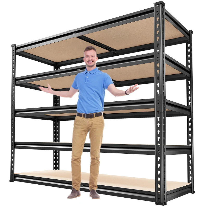 REIBII 2500lbs Garage Shelving, 72"H Adjustable 5 Tier Garage Storage ...